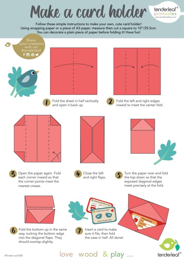 Origami Card Holder printable - Zanypig